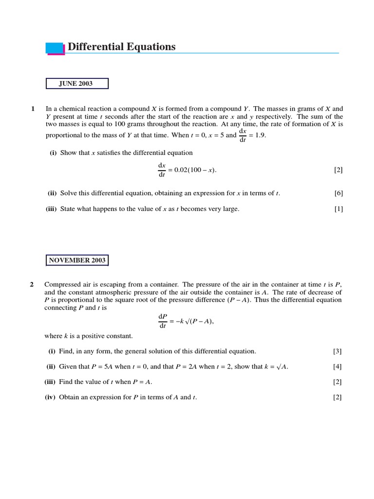 Differential Equations | PDF | Differential Equations | Equations