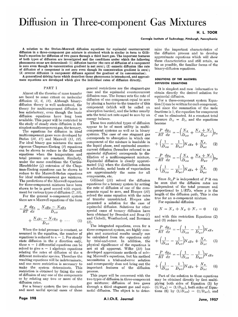 Approximate Equations for Diffusion in Three-Component Gas Mixtures ...