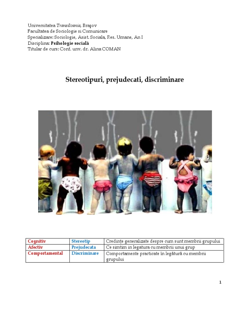 6 Stereotipuri, Prejudecati, Discriminare Ok | PDF