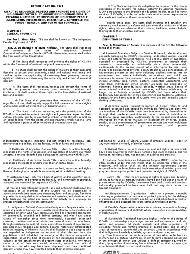 Indigenous Peoples Rights Act of 1997 | PDF | Justice | Crime & Violence