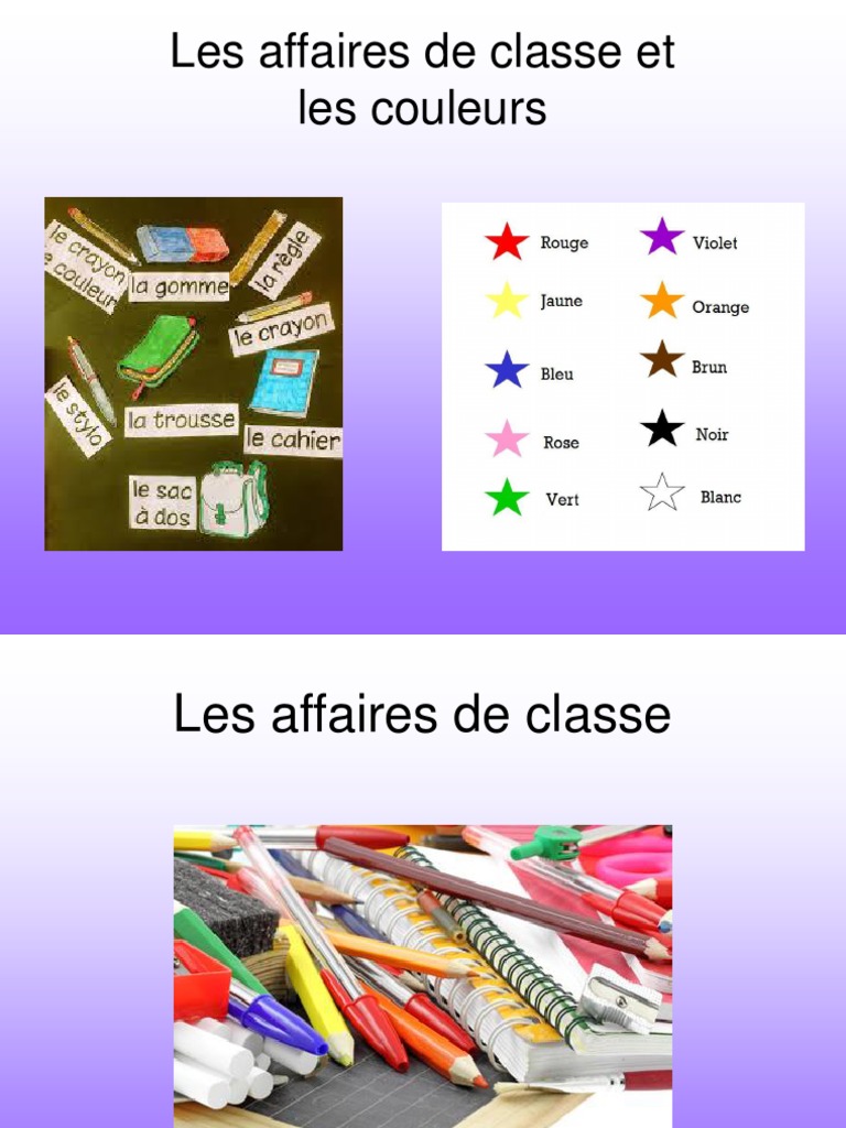 E1-Les Affaires de Classe Et Les Couleurs | PDF