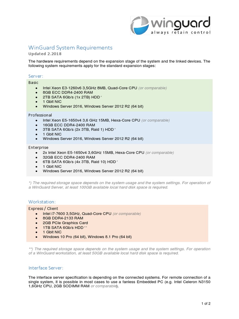 WinGuard System Requirements Guide | PDF | Operating System | Microsoft ...