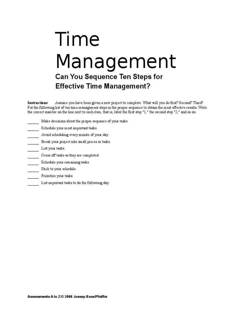Time Management: Can You Sequence Ten Steps For Effective Time ...
