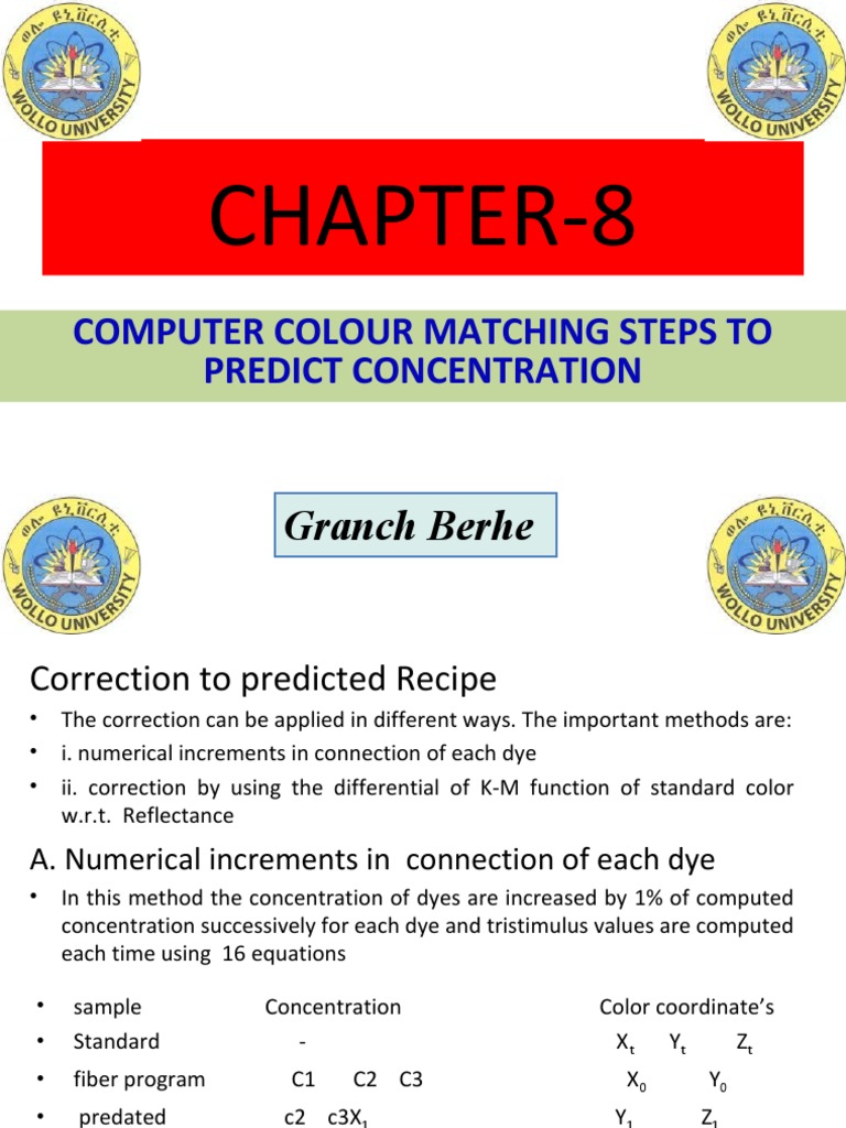 Chapter-8: Computer Colour Matching Steps To Predict Concentration ...