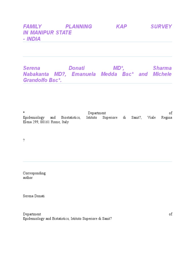 Family Planning Kap Survey