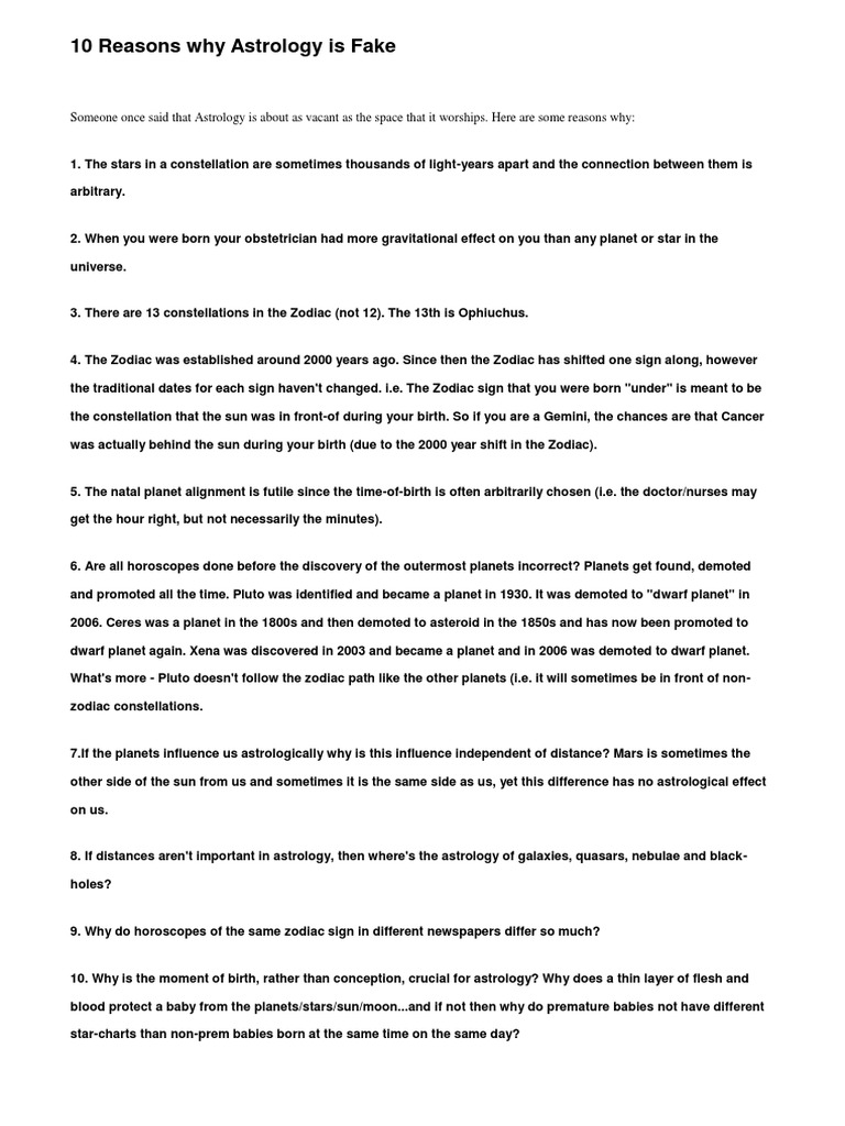 10 Reasons Why Astrology Is Fake | PDF | Zodiac | Astrological Sign