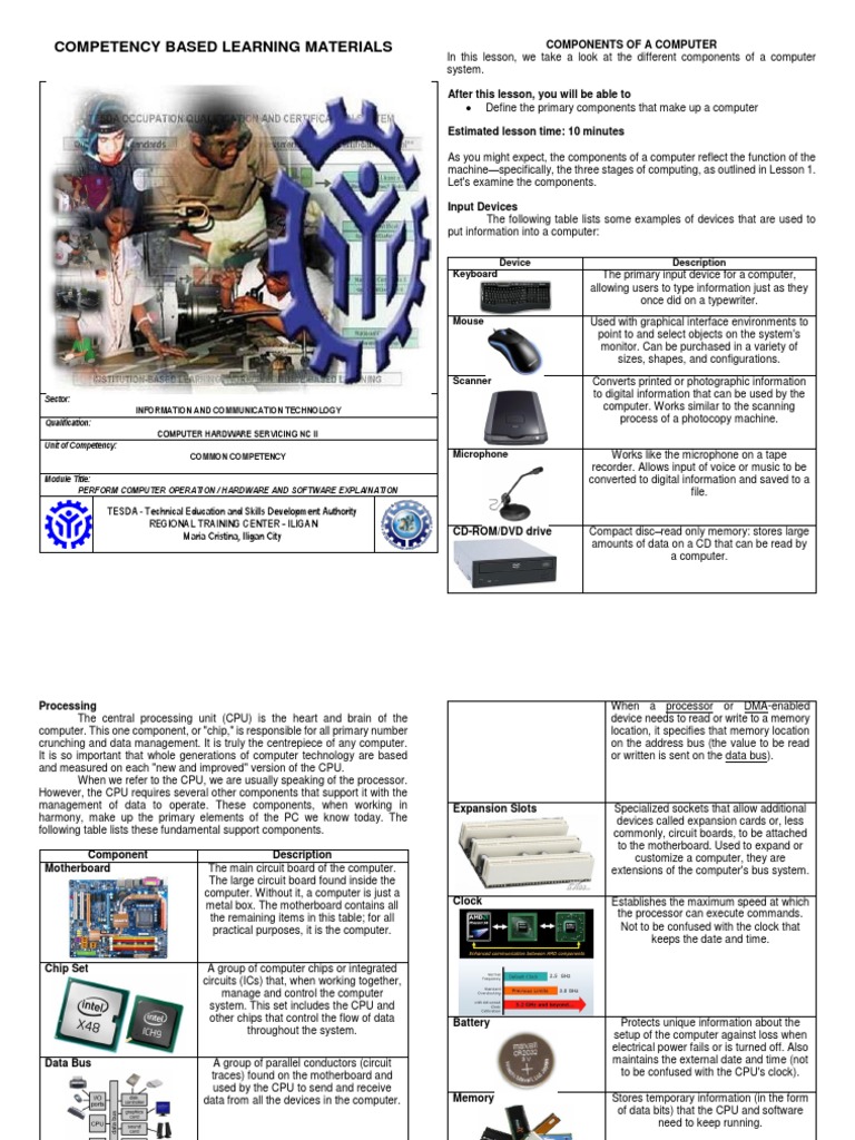 Competency Based Learning Materials: Components of A Computer | PDF ...