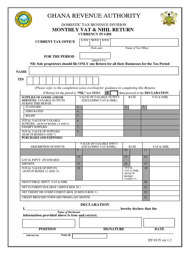 Gra Nhil Return | Value Added Tax | Services (Economics)
