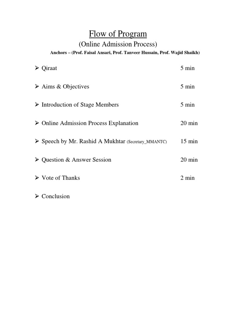 Flow of Program: (Online Admission Process) | PDF