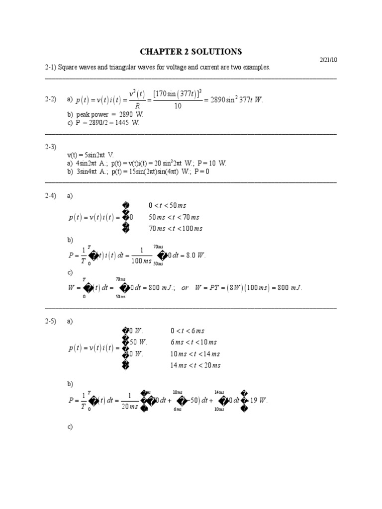 Hart Chapter 2 Solutions | PDF | Root Mean Square | Force