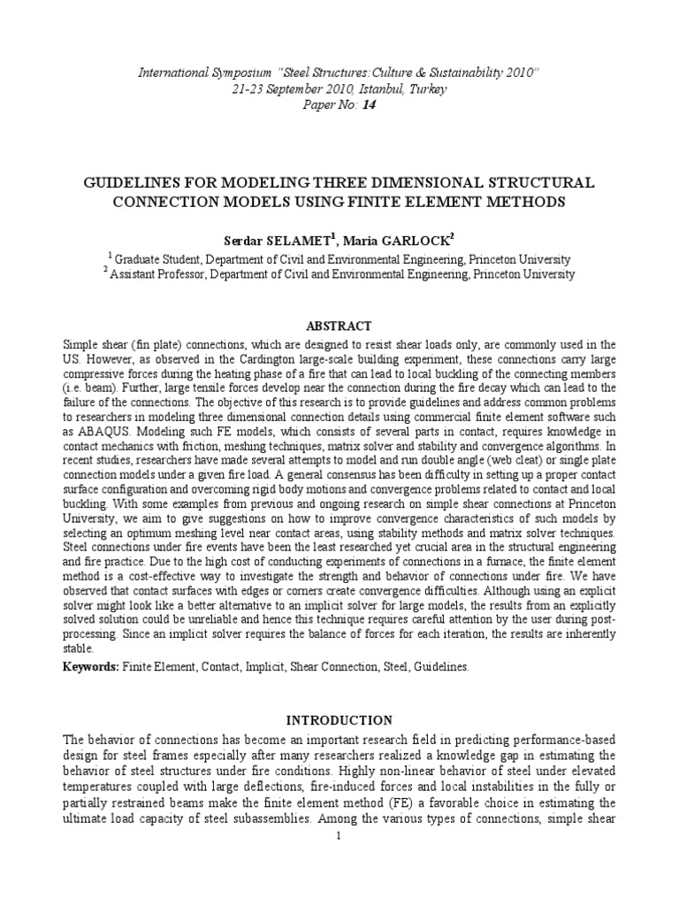 Guidelines For Modeling Three Dimensional Structural Connection Models ...