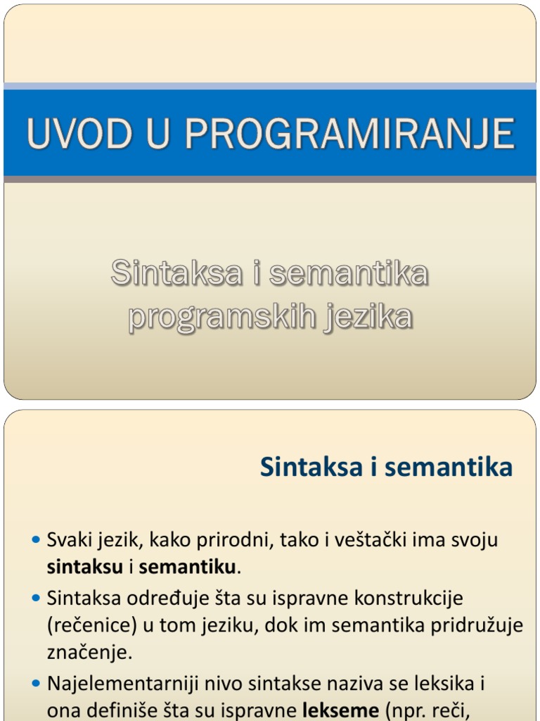 Sintaksa I Semantika Programskih Jezika | PDF