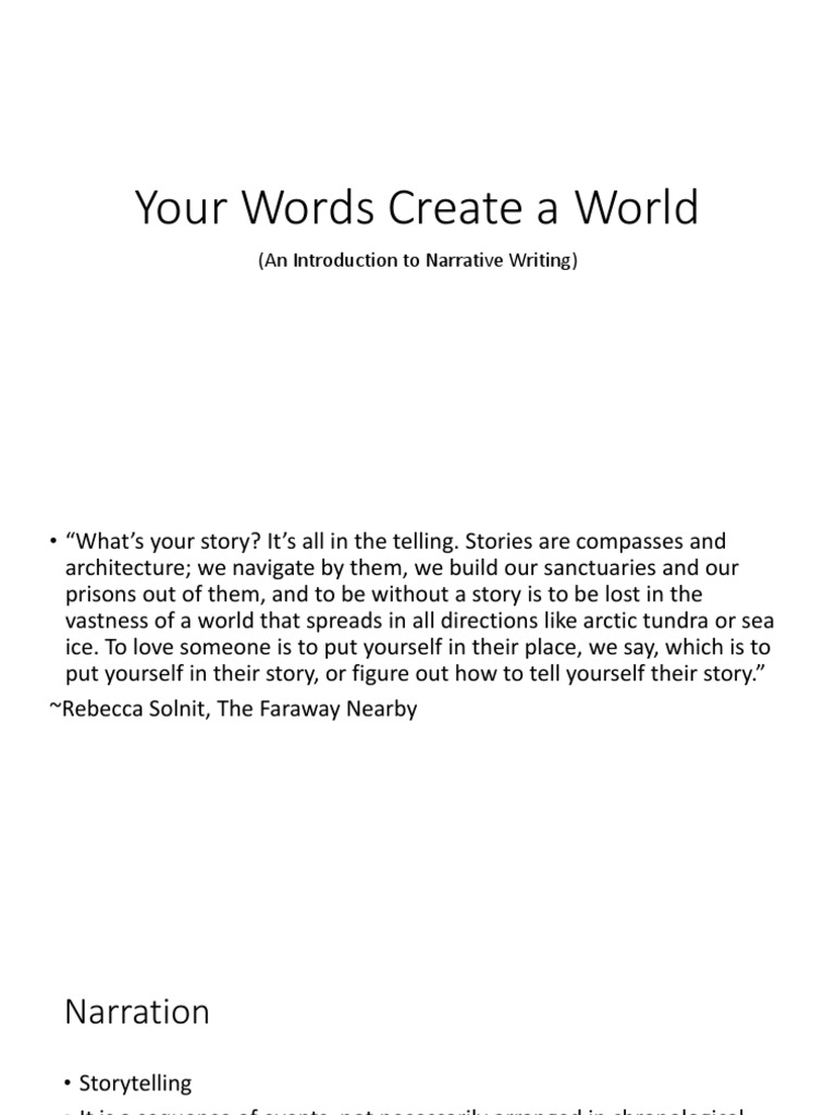 Your Words Create A World | PDF | Narration