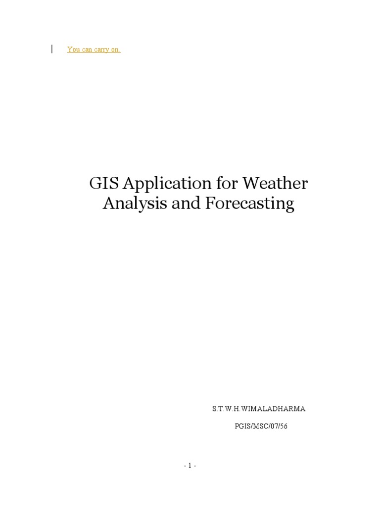 GIS Application For Weather Analysis and | PDF | Weather Forecasting ...
