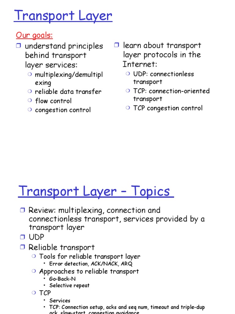 Transport Part1 | PDF | Transmission Control Protocol | Port (Computer Networking)