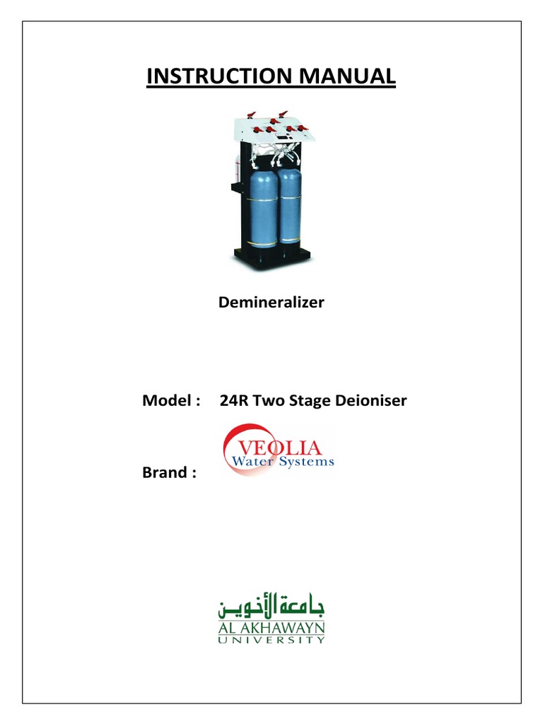 De Mineral Izer Manual | PDF | Purified Water | Ion Exchange