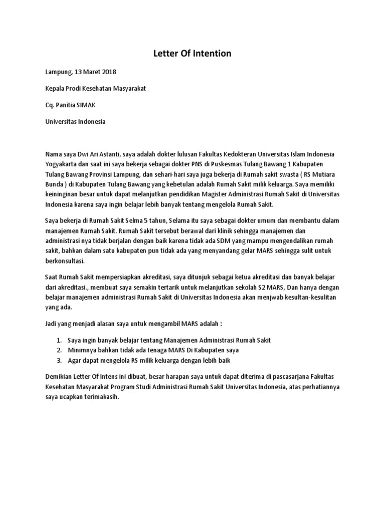 Letter of Intention | PDF