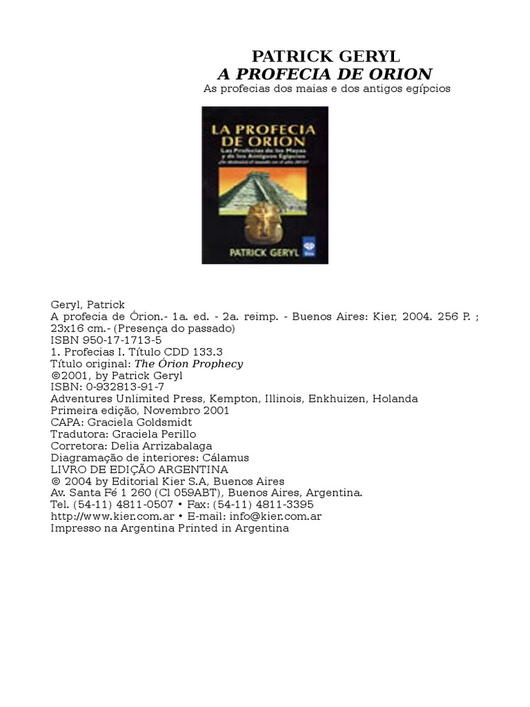 Patrick Geryl - A Profecia de Orion | PDF | Terra | Sol