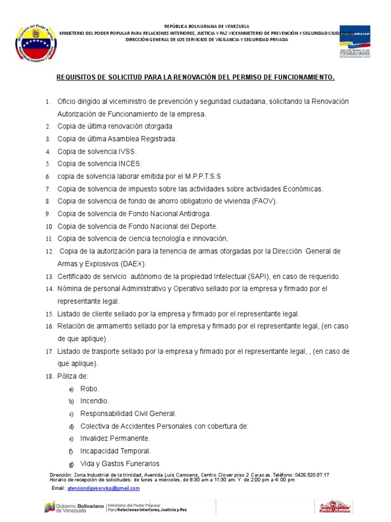 Requisitos Renovación Permiso de Funcionamiento Digeservisp | PDF ...