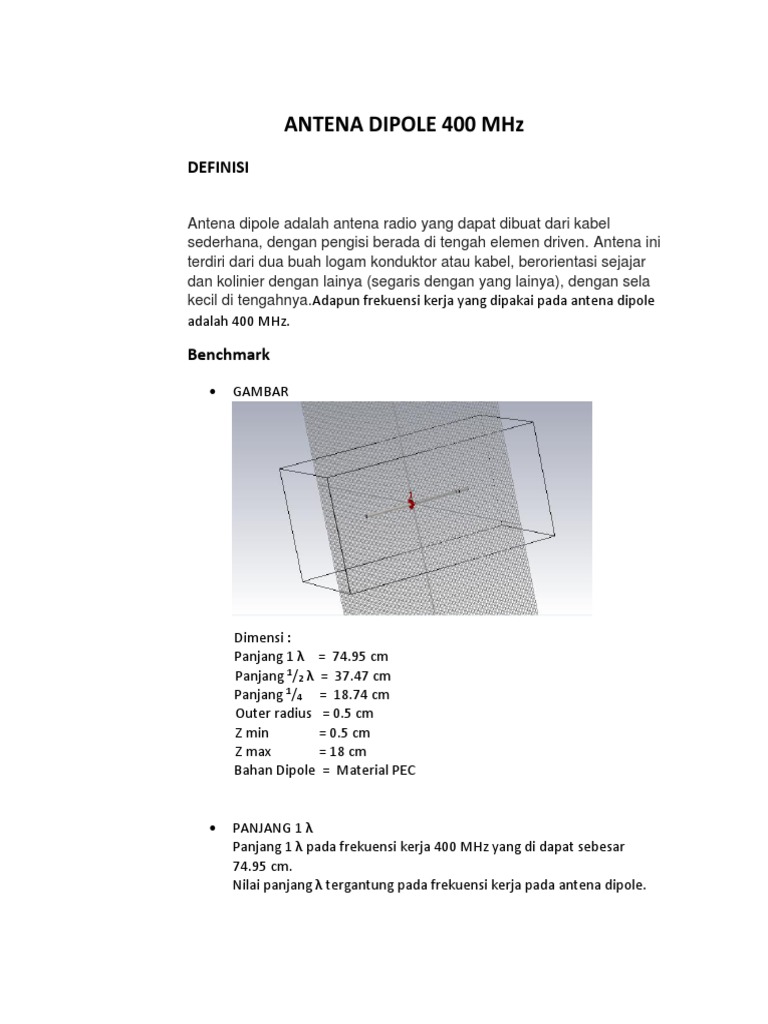 CST (Antena Dipole) | PDF