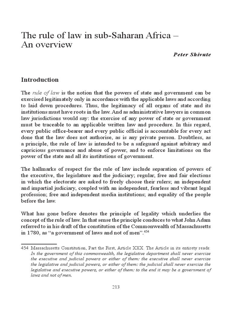 The Rule of Law in Sub-Saharan Africa - An Overview: Peter Shivute ...
