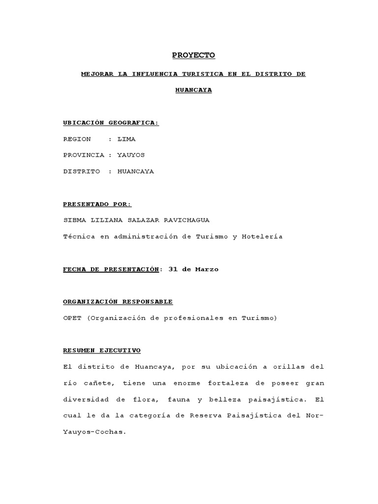 Proyecto Turismo | PDF | Turismo | Hotel Proyecto Turismo | PDF | Turismo | Hotel