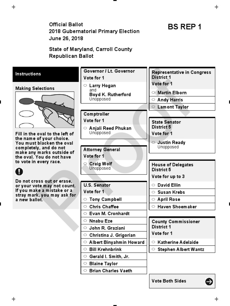 Carroll County Sample Ballots | PDF | Politics Of The United States ...