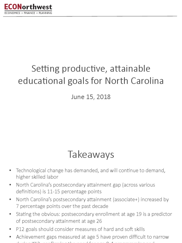 Setting Productive Attainable Ed Goals For NC | PDF | Economies | Business
