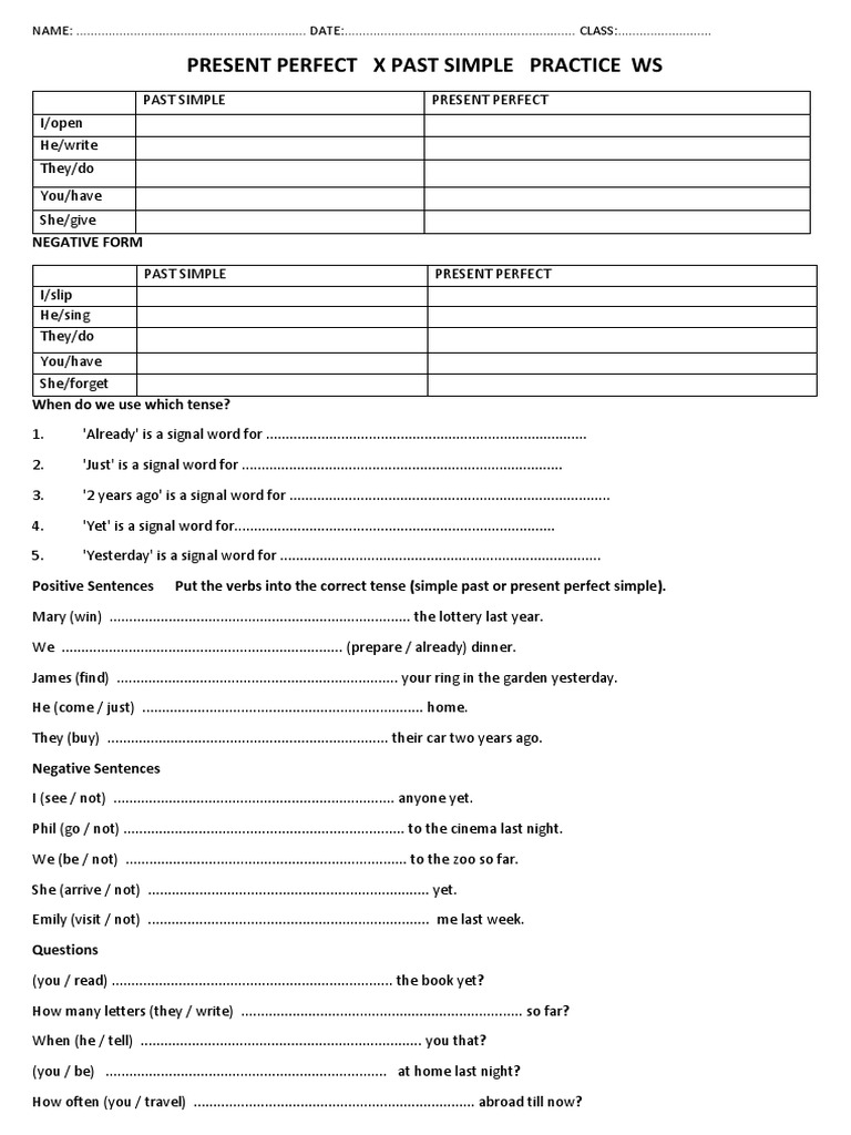 Past Simple Perfect | PDF | Perfect (Grammar) | Grammatical Tense