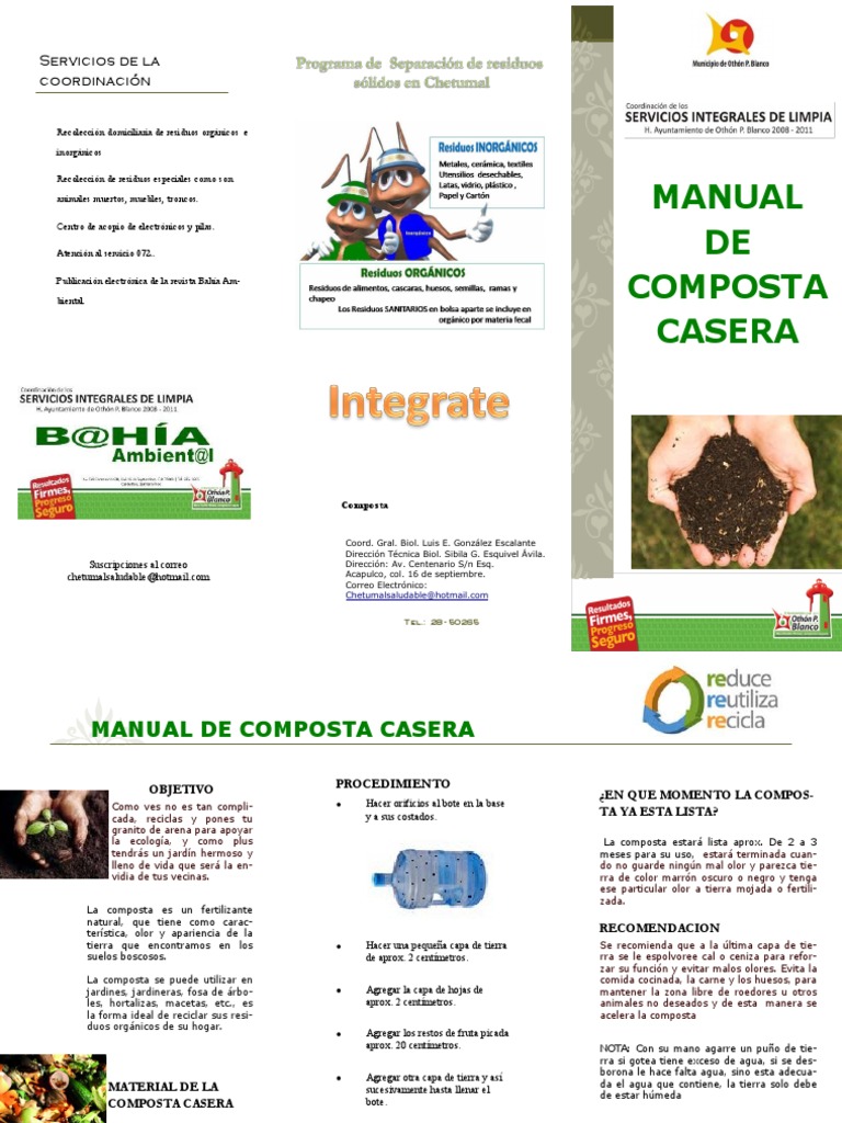 Triptico Manual de La Composta | PDF | Compost | Materiales