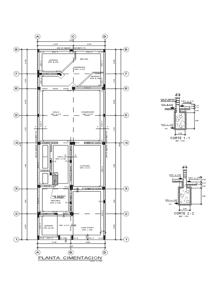 Floor plan depicting the foundation and first floor layout of a multi ...