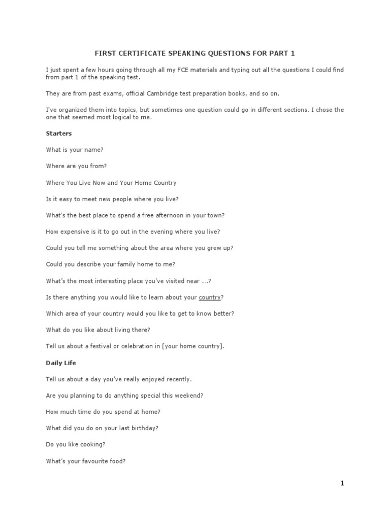 Fce Speaking Tips | PDF | Question | Test (Assessment)