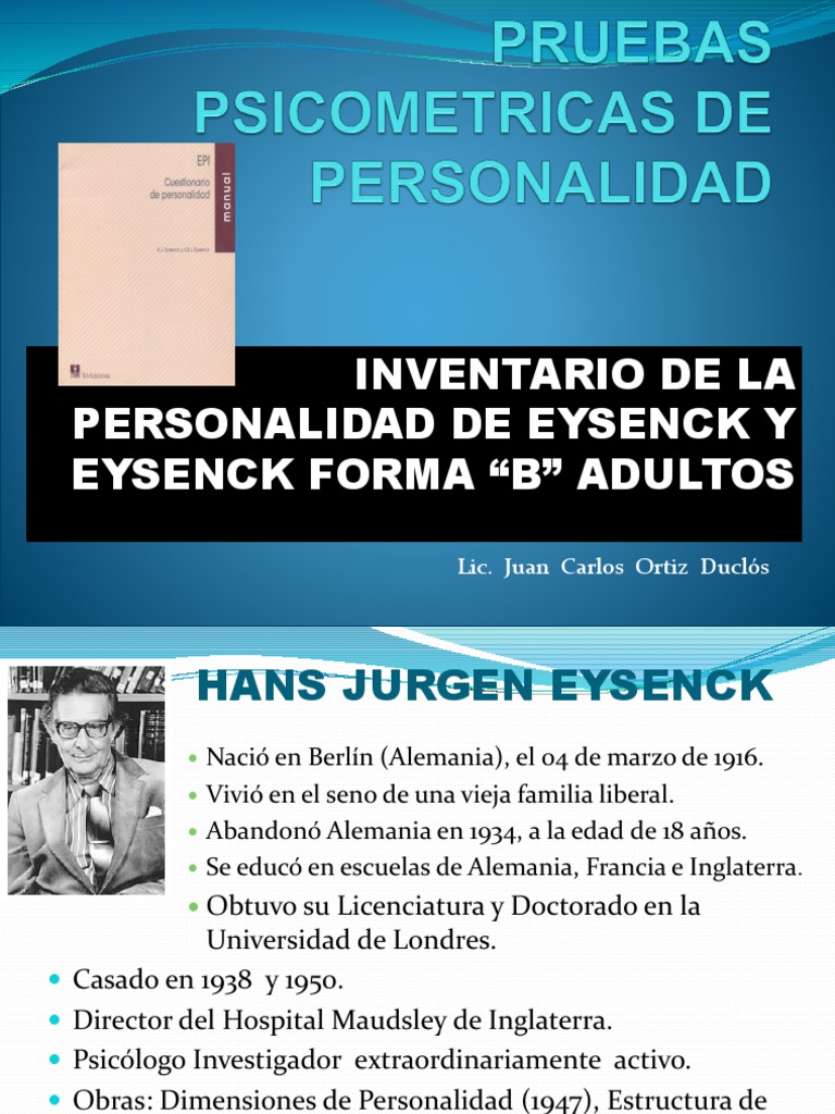 Inventario de Personalidad de Eysenck | PDF | Temperamento | Metafísica de la mente