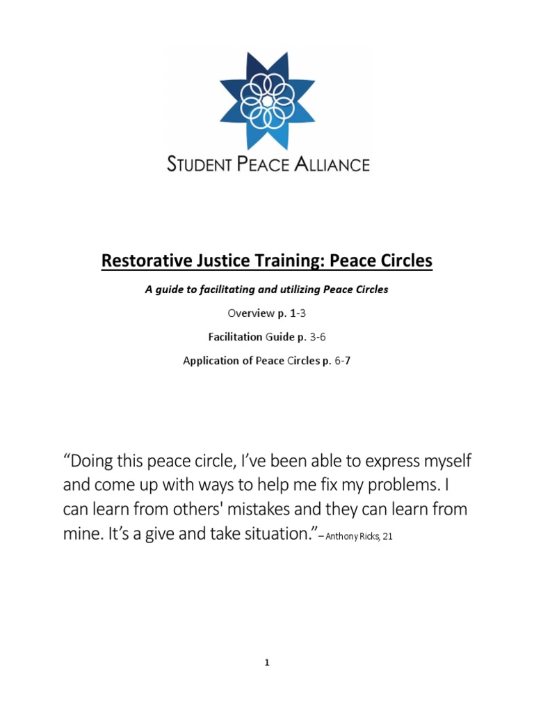 Restorative Justice Training: Peace Circles: A Guide To Facilitating ...