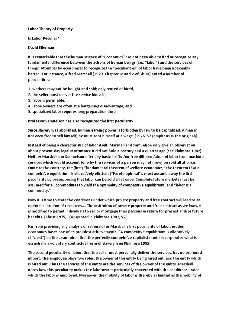 Labor Theory of Property | PDF | Labour Economics | Employment