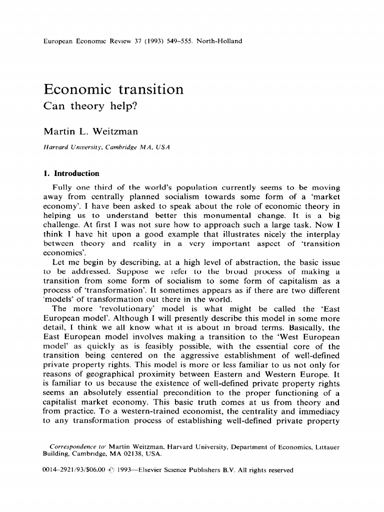 Economic Transition: Can Theory Help? | Download Free PDF | Property ...
