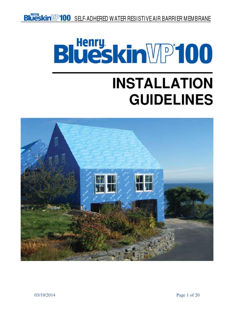 BlueskinVP100 Installation Guidelines | PDF | Wall | Countertop