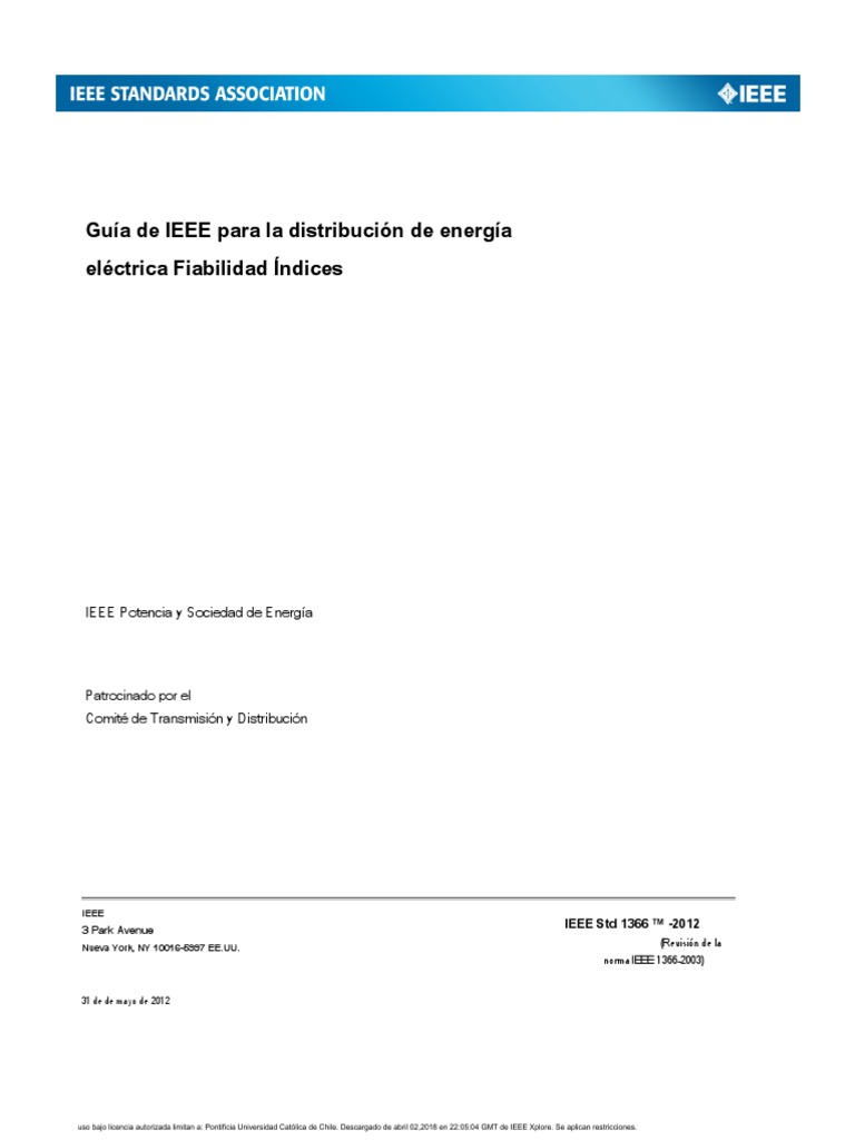 IEEE 1366 Standar - En.es | PDF | Instituto de Ingenieros Eléctricos y ...