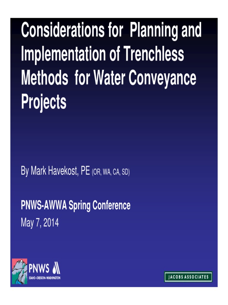 Presentación PNWS Trenchless | PDF | Deep Foundation | Pipe (Fluid Conveyance)