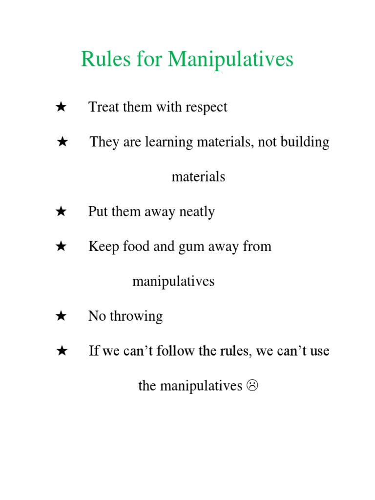 Manipulatives Rules | PDF