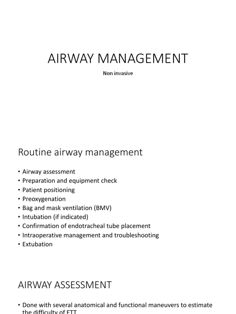 Airway Management: Non Invasive | PDF | Respiratory System | Medical ...