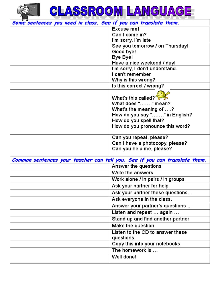 Classroom Language | PDF