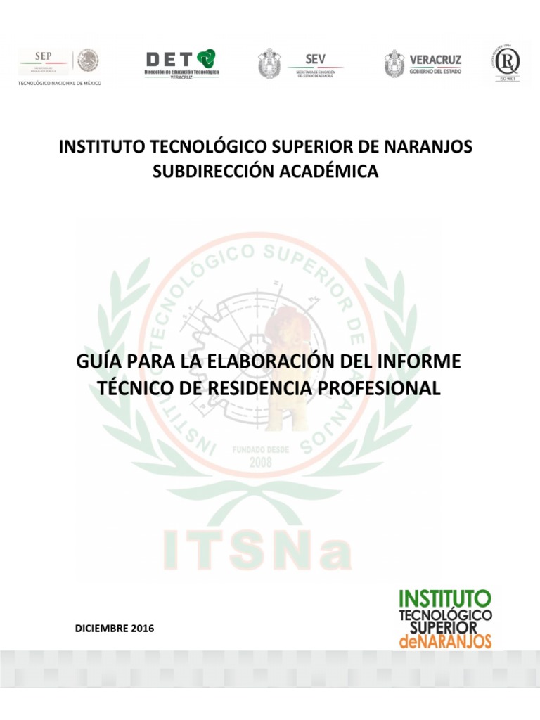Guia para La Elaboración Del Informe Tecnico de Residencia Profesional | PDF | Teoría | Información