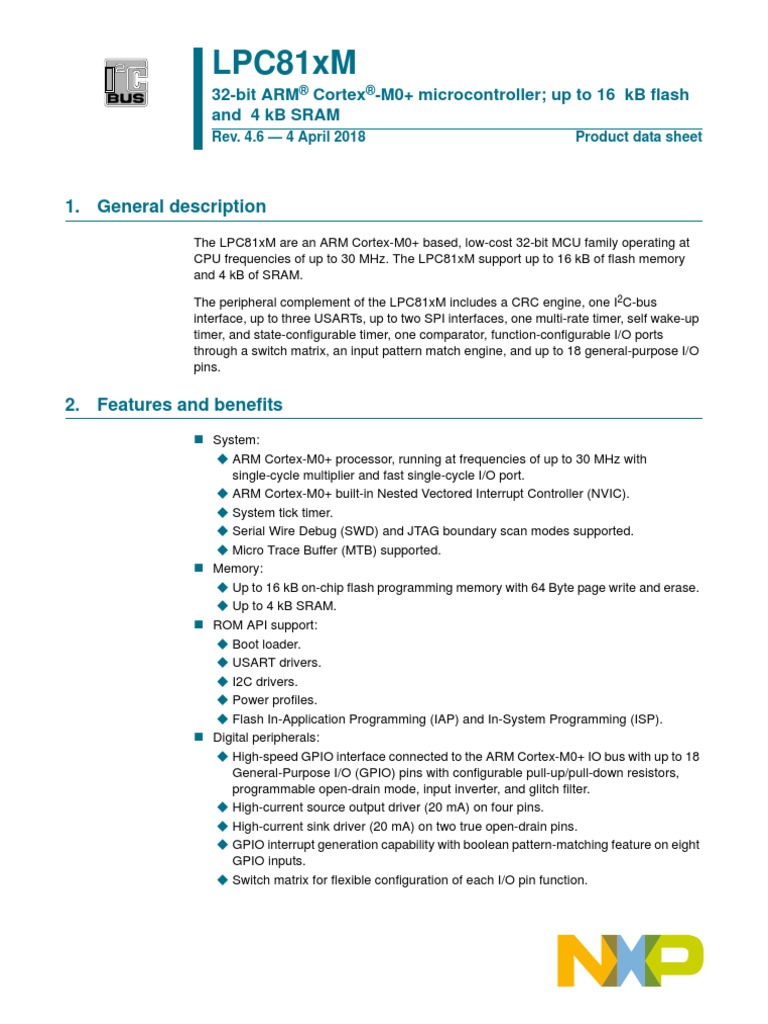 LPC81xM: 1. General Description | PDF | Computer Hardware | Electrical Engineering