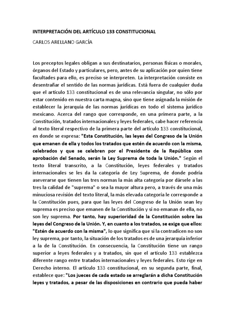 Interpretación Del Artículo 133 Constitucional | PDF | Tratado ...