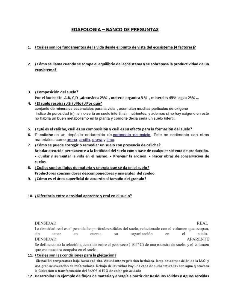 Banco de Preguntas Completo | Descargar gratis PDF | Suelo | Roca (geología)
