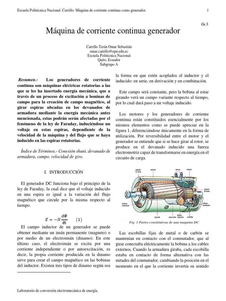 Practica 7 Generador De Corriente Continua Inductor Generador