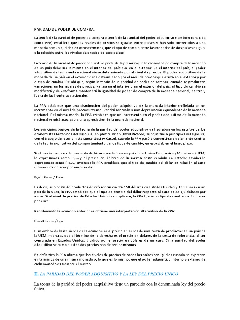 Paridad de Poder de Compra | PDF | Tipo de cambio | Comercio