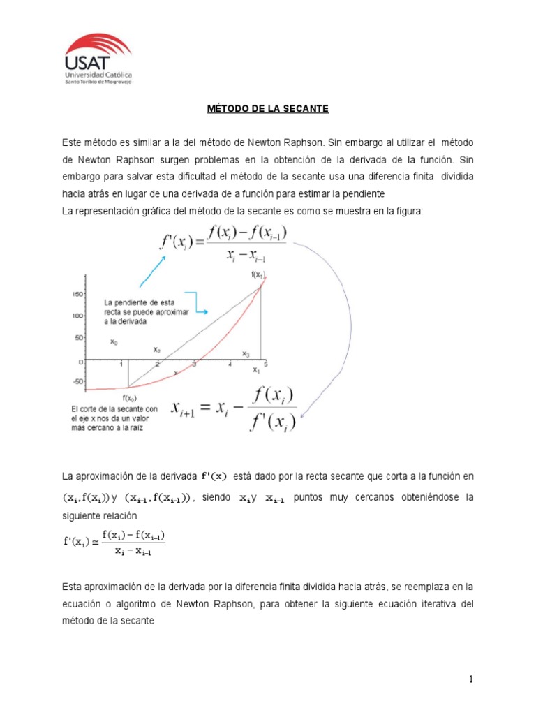 Métodos Numéricos Método de La Secante | PDF | Derivado | Relaciones matematicas