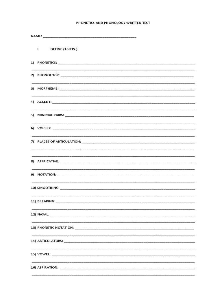 Phonetics and Phonology Test Guide | PDF | Phonology | Phonetics